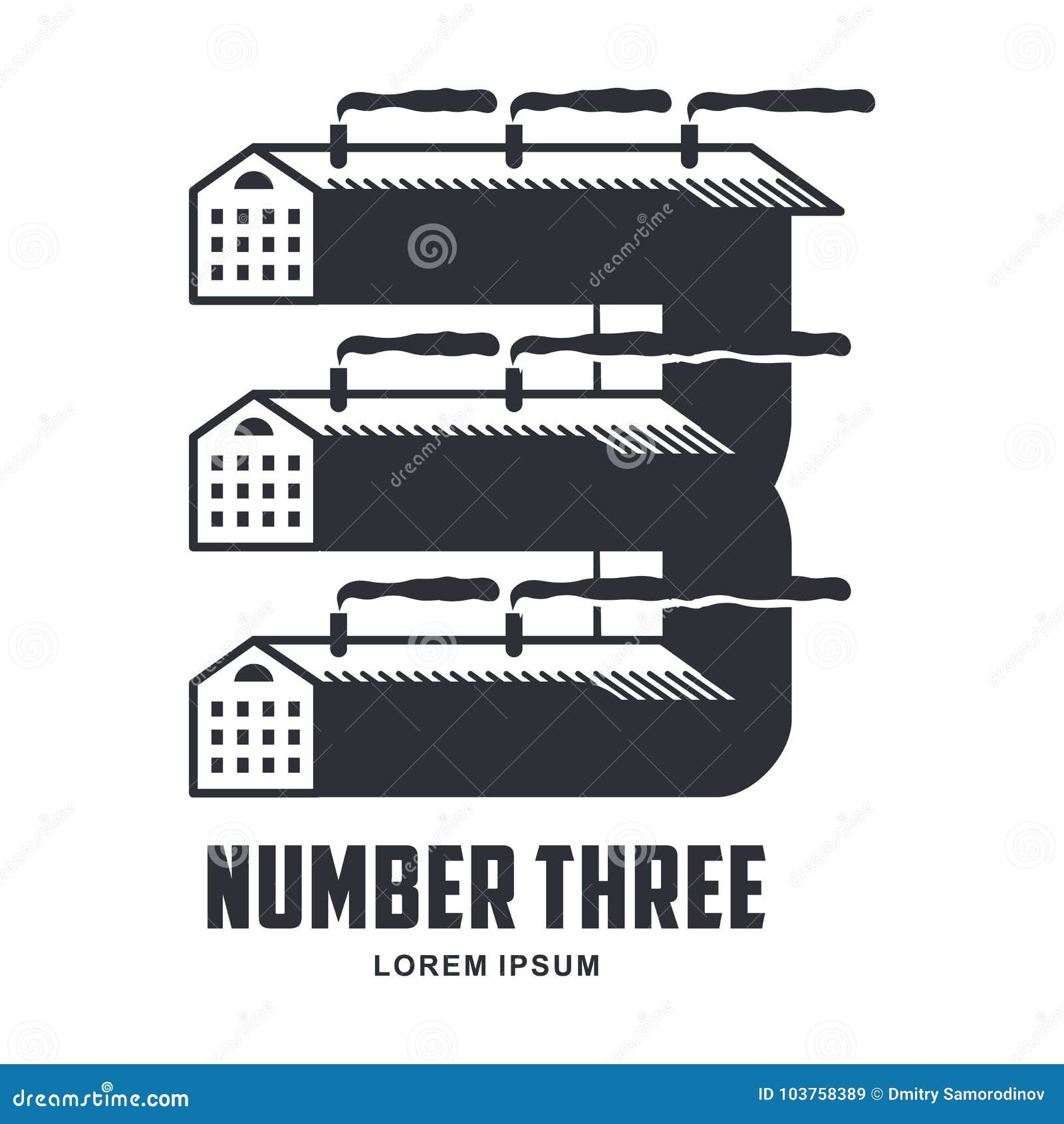 Numeric logo three stock illustration. Illustration of design - 103758389