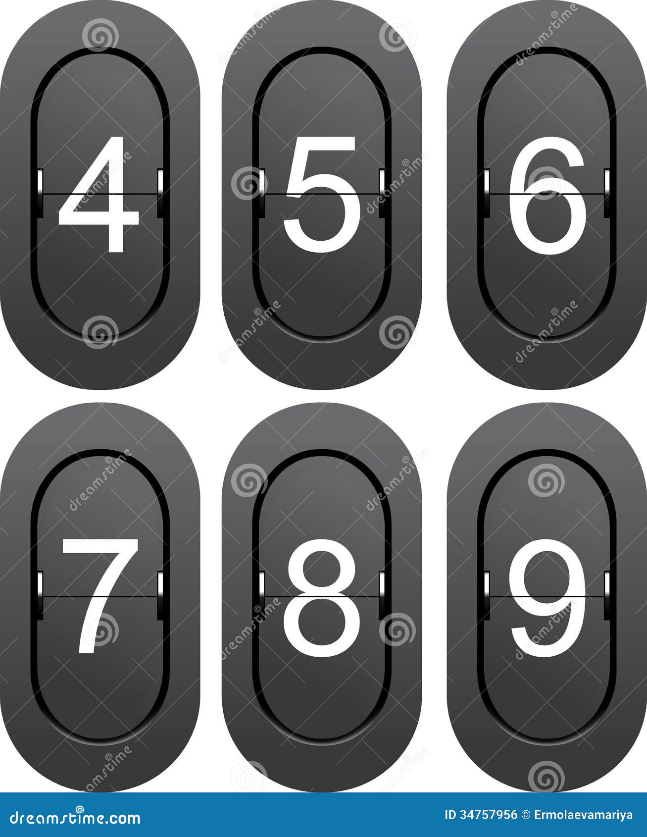 Numeric Series 4 To 9 from Mechanical Scoreboard Stock Illustration ...