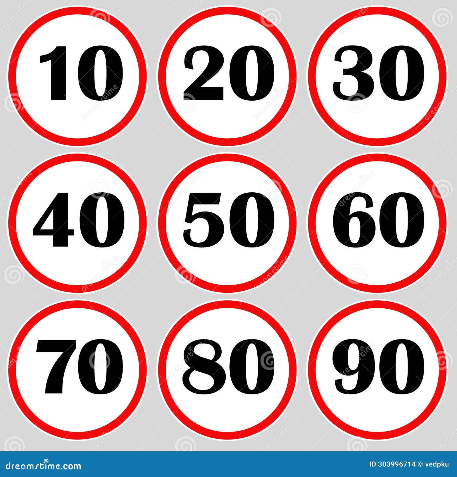 Numeric Sign, Speed Sign, Limit Indicate Stock Illustration ...