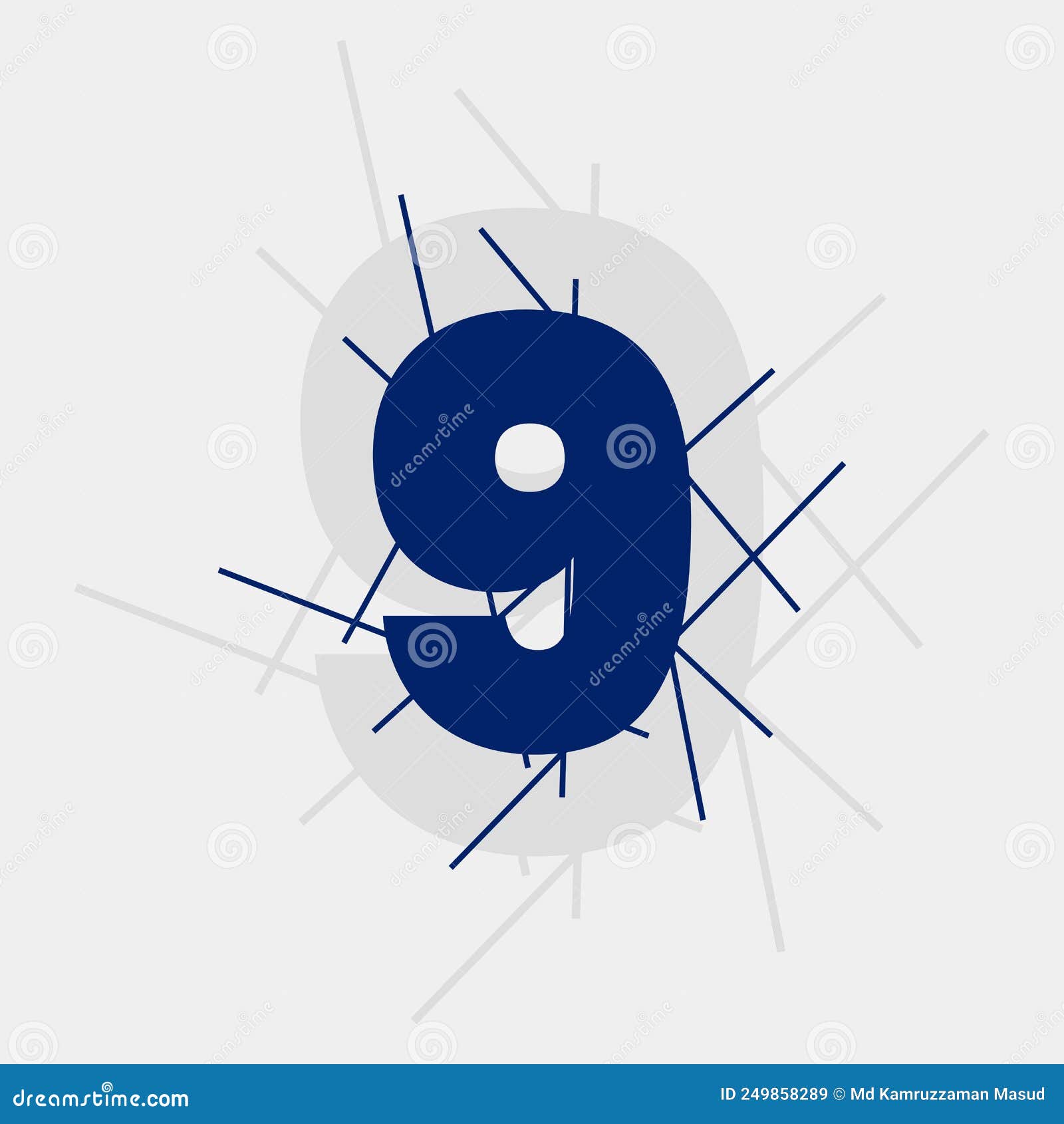 9 Numeric Text Conceptual Logo Vector Design. Nine Number with Line ...