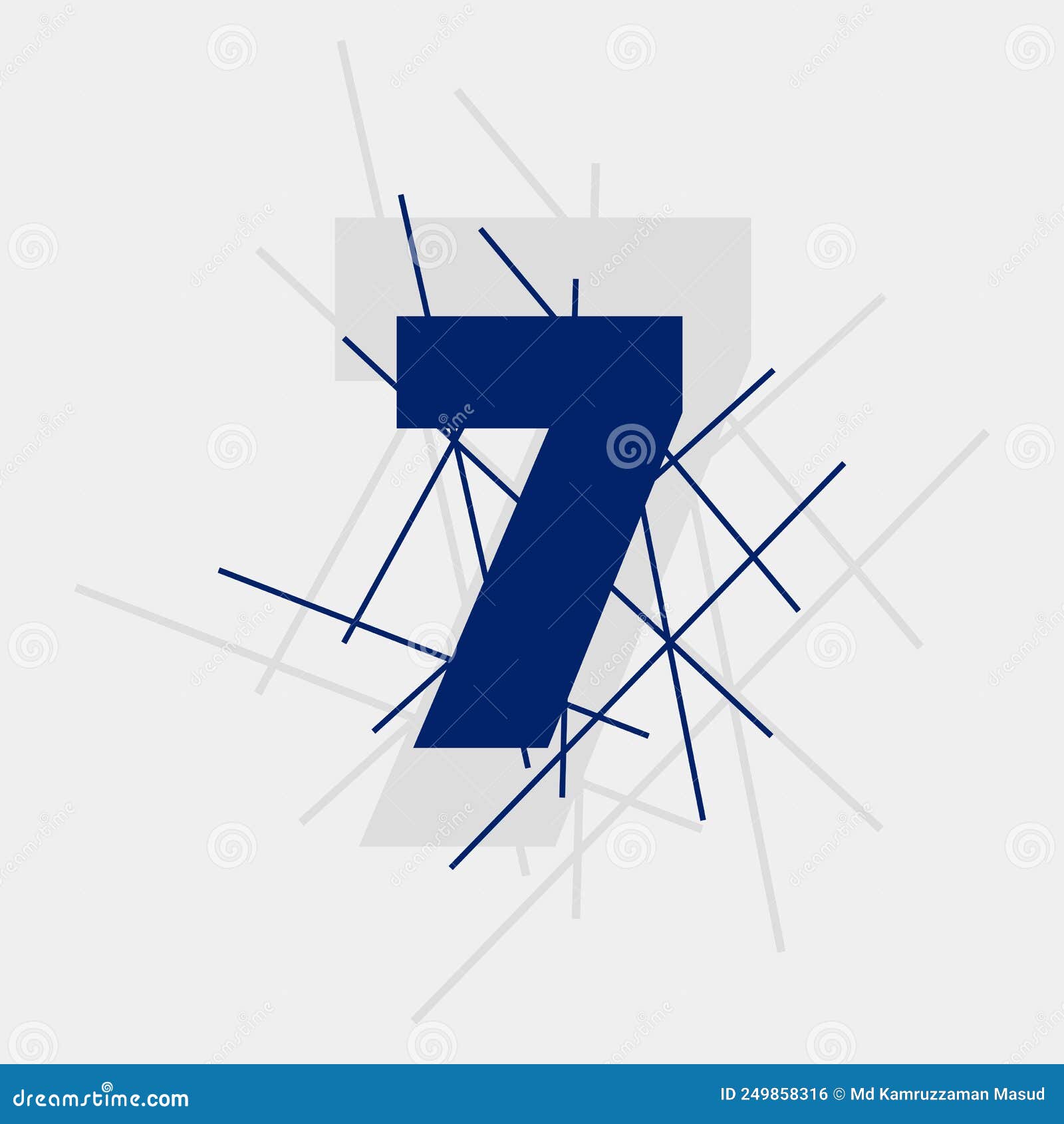 7 Numeric Text Conceptual Logo Vector Design. Seven Number with Line ...