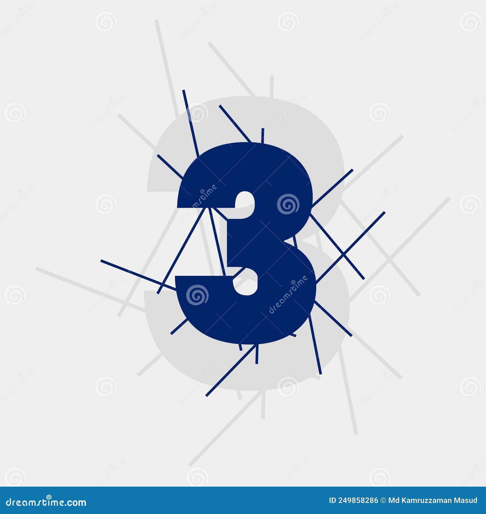 3 Numeric Text Conceptual Logo Vector Design. Three Number with Line ... 3 Numeric Text Conceptual Logo Vector Design. Three Number with Line ...