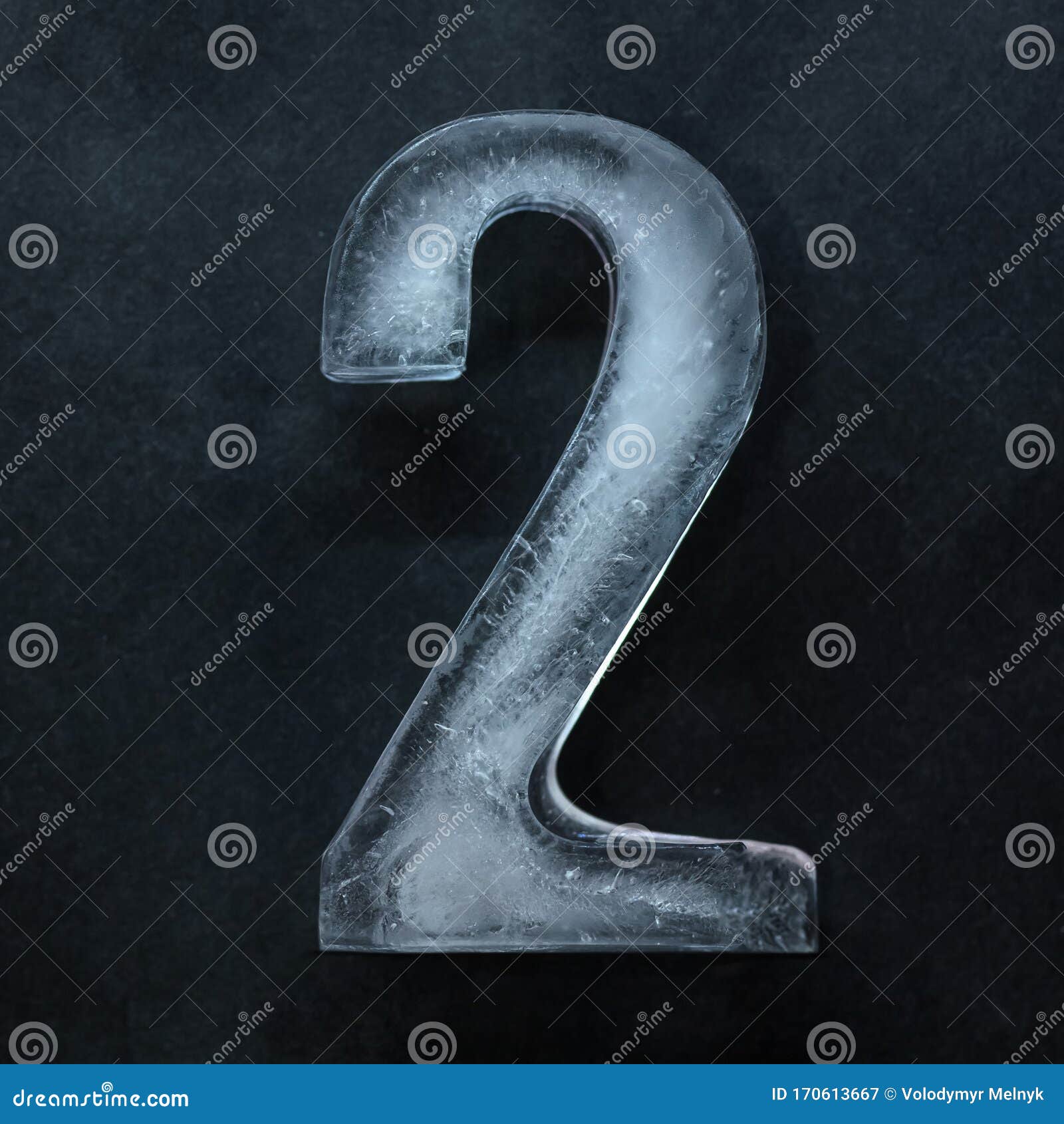 Numeric Value, Numbers Made Out of Ice Isolated on Dark Studio ...