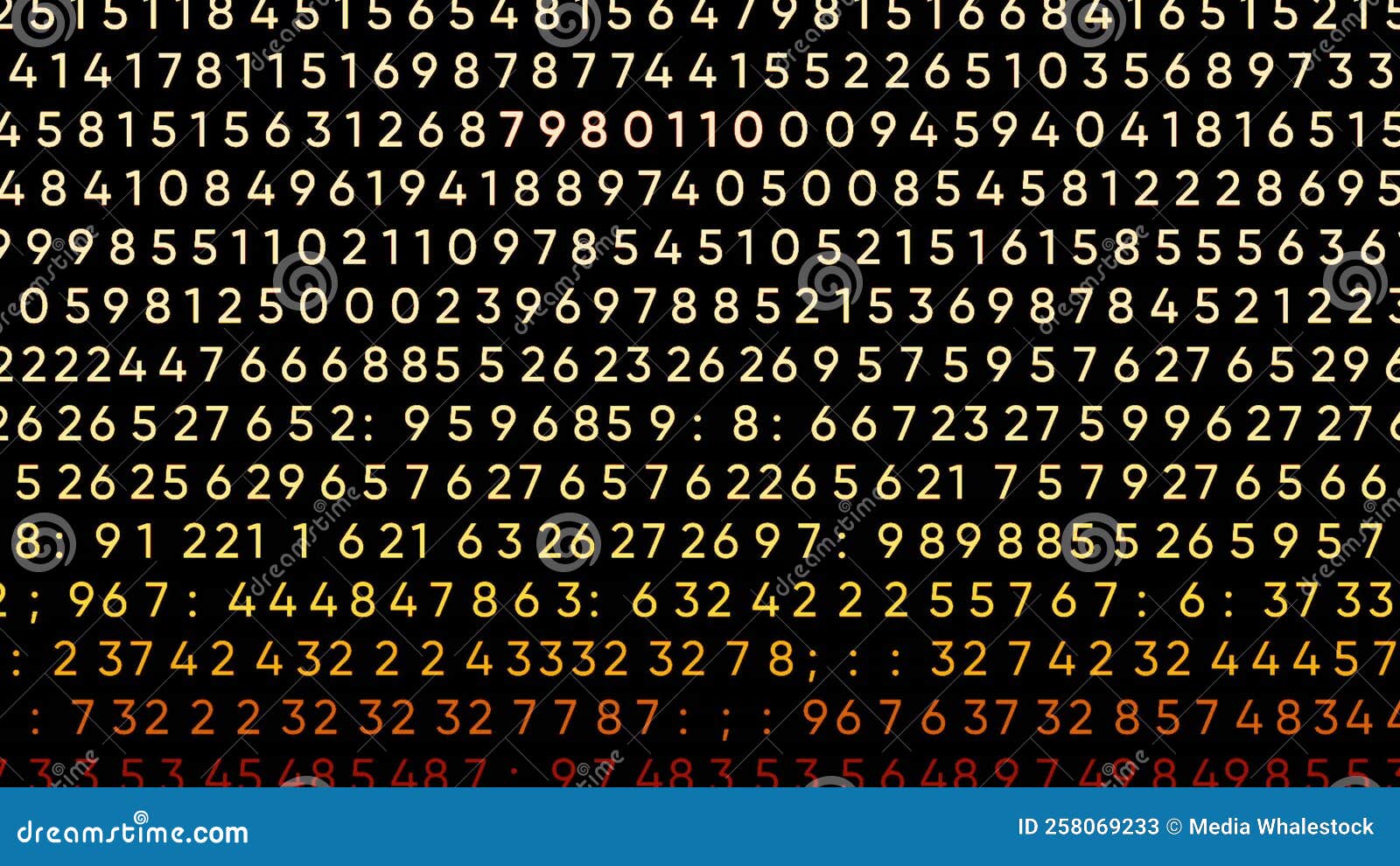 Numerical Code in Matrix Computer Program. Motion. Glowing Numbers in ...