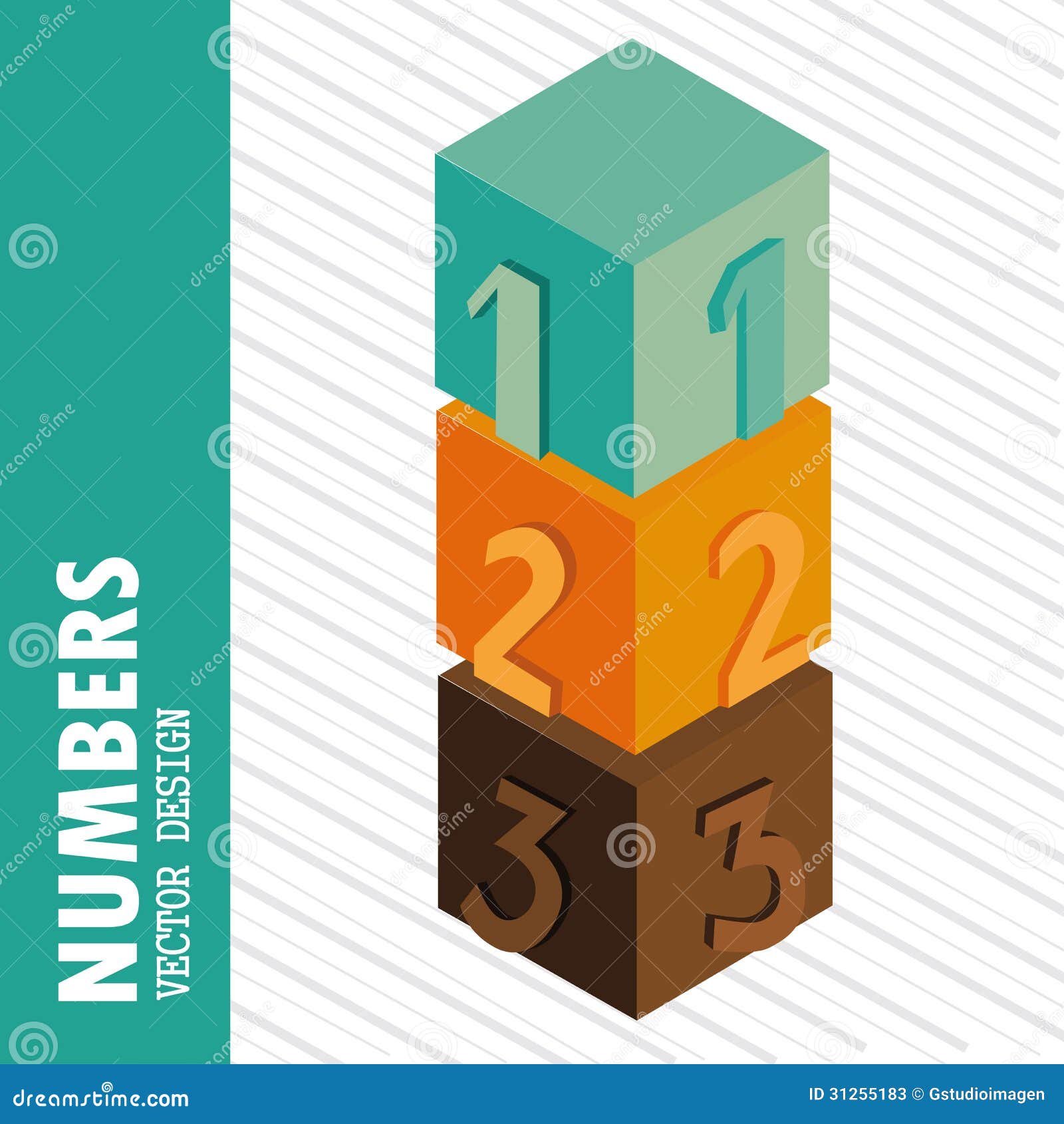 Numerical cubes stock vector. Illustration of background - 31255183