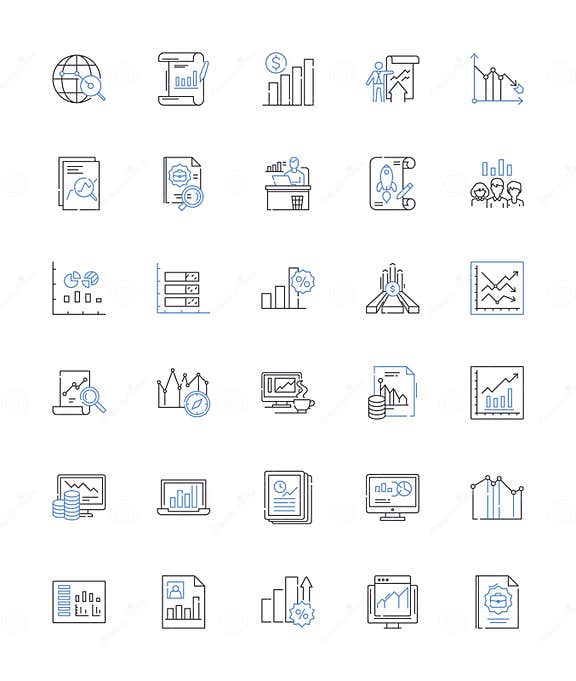 Numerical Data Line Icons Collection Statistics Analysis Figures Quantitative Digits