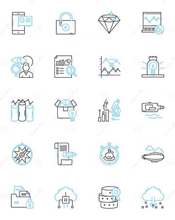 Numerical Data Linear Icons Set. Quantitative, Statistics, Digits ...