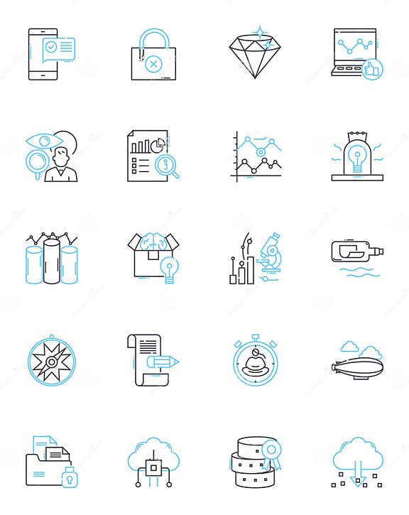 Numerical Data Linear Icons Set. Quantitative, Statistics, Digits ...