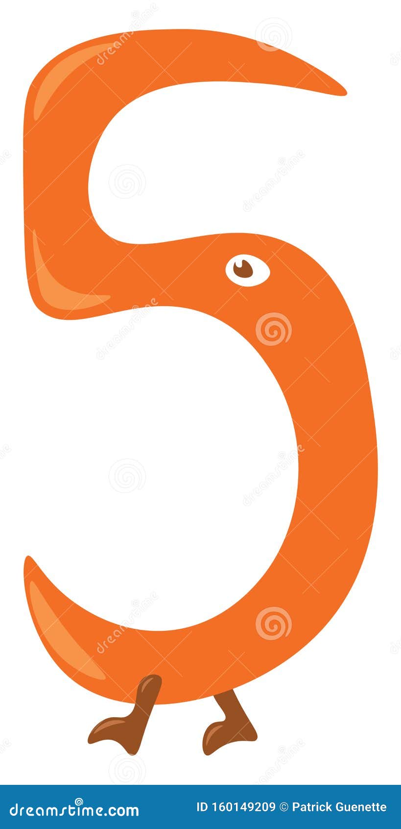 Numerical Number Five in Orange Color Vector or Color Illustration ...