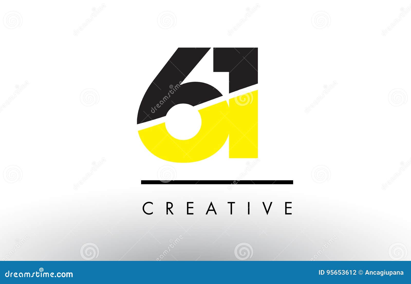61 Numero Nero E Giallo Logo Design Illustrazione Vettoriale ...