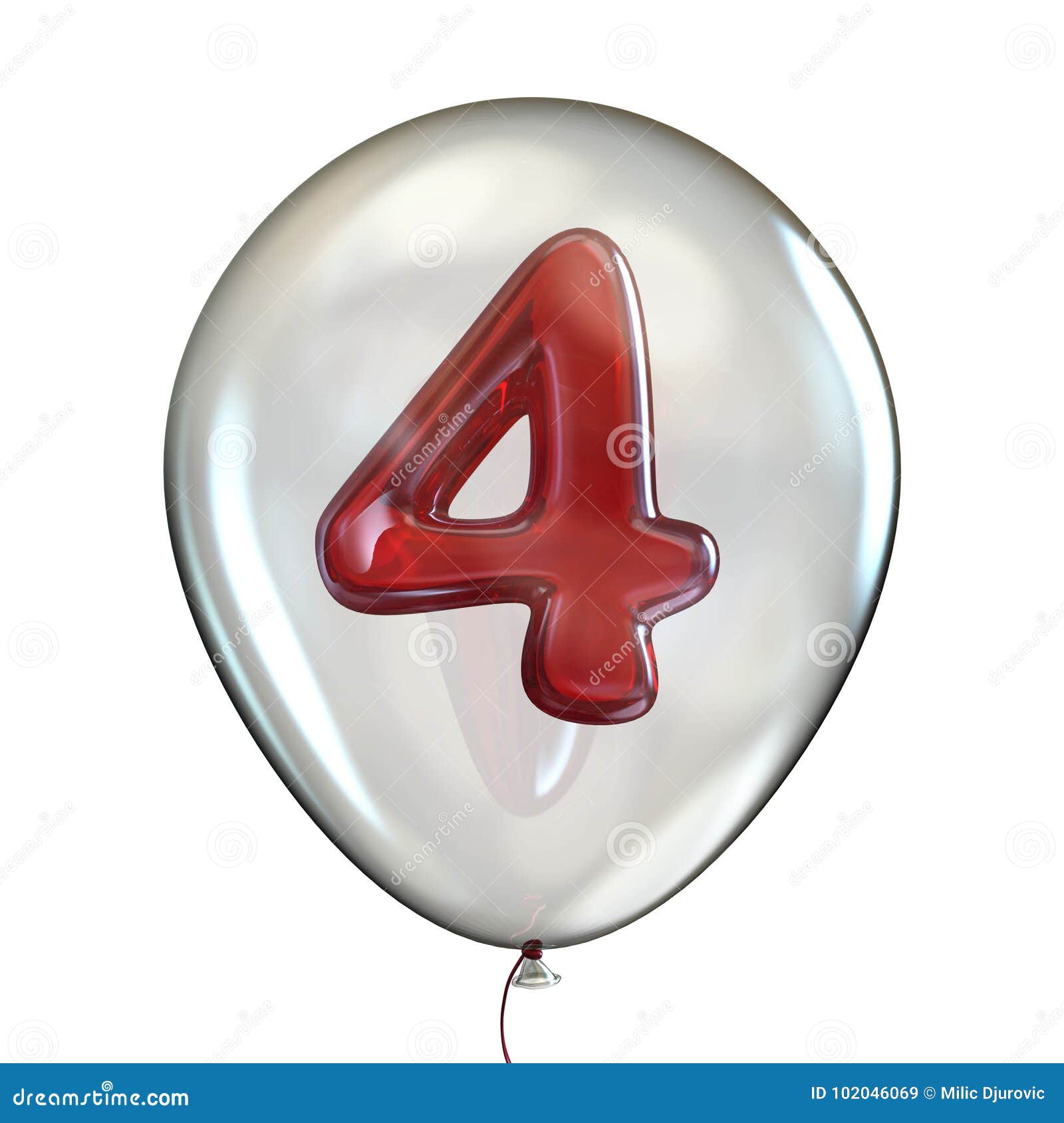 Numero QUATTRO 4 in Pallone Trasparente 3D Illustrazione di Stock ...
