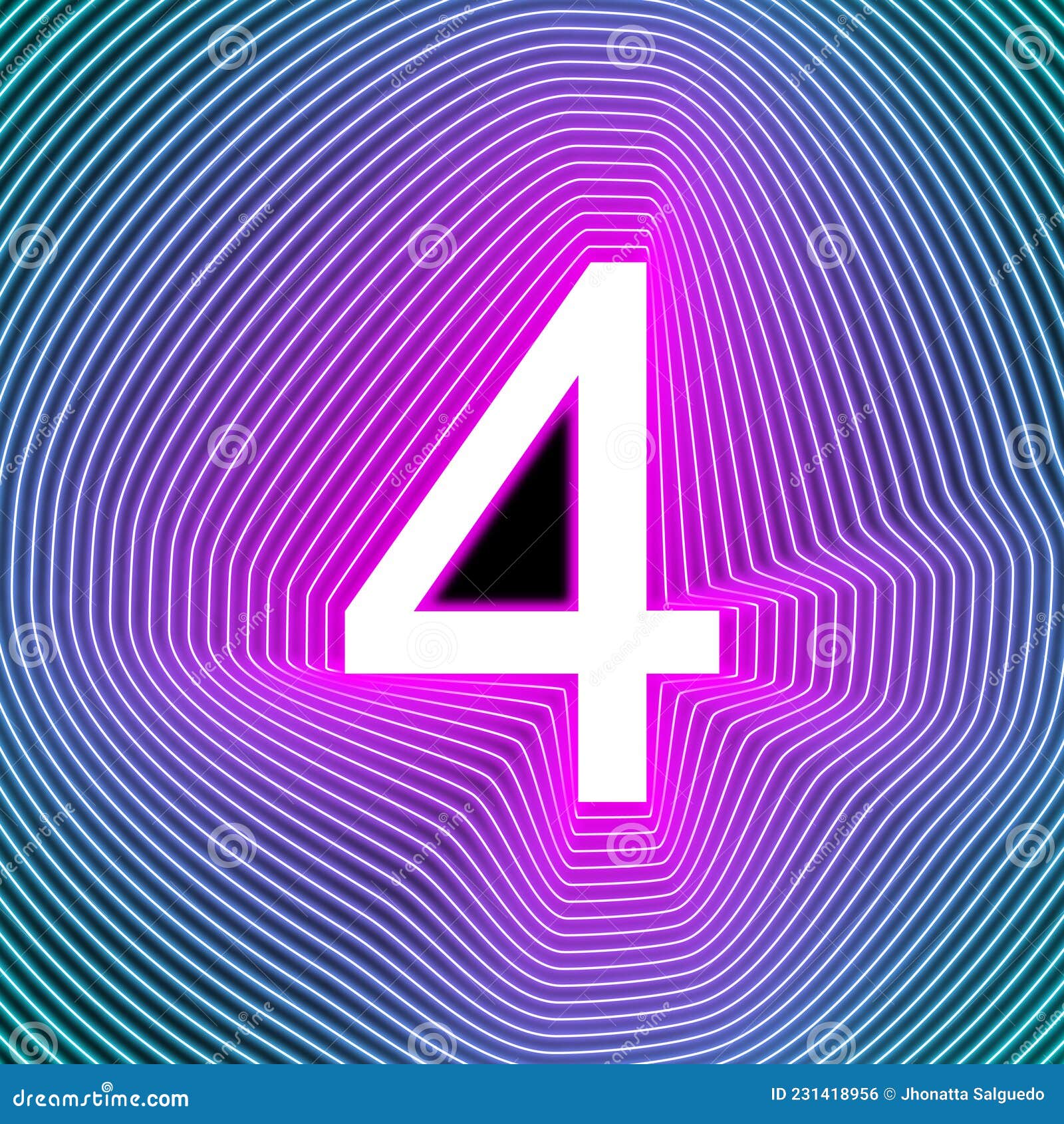 Number 4 Fourth Realistic 3D Origami Effect Isolated. Figure Of ...