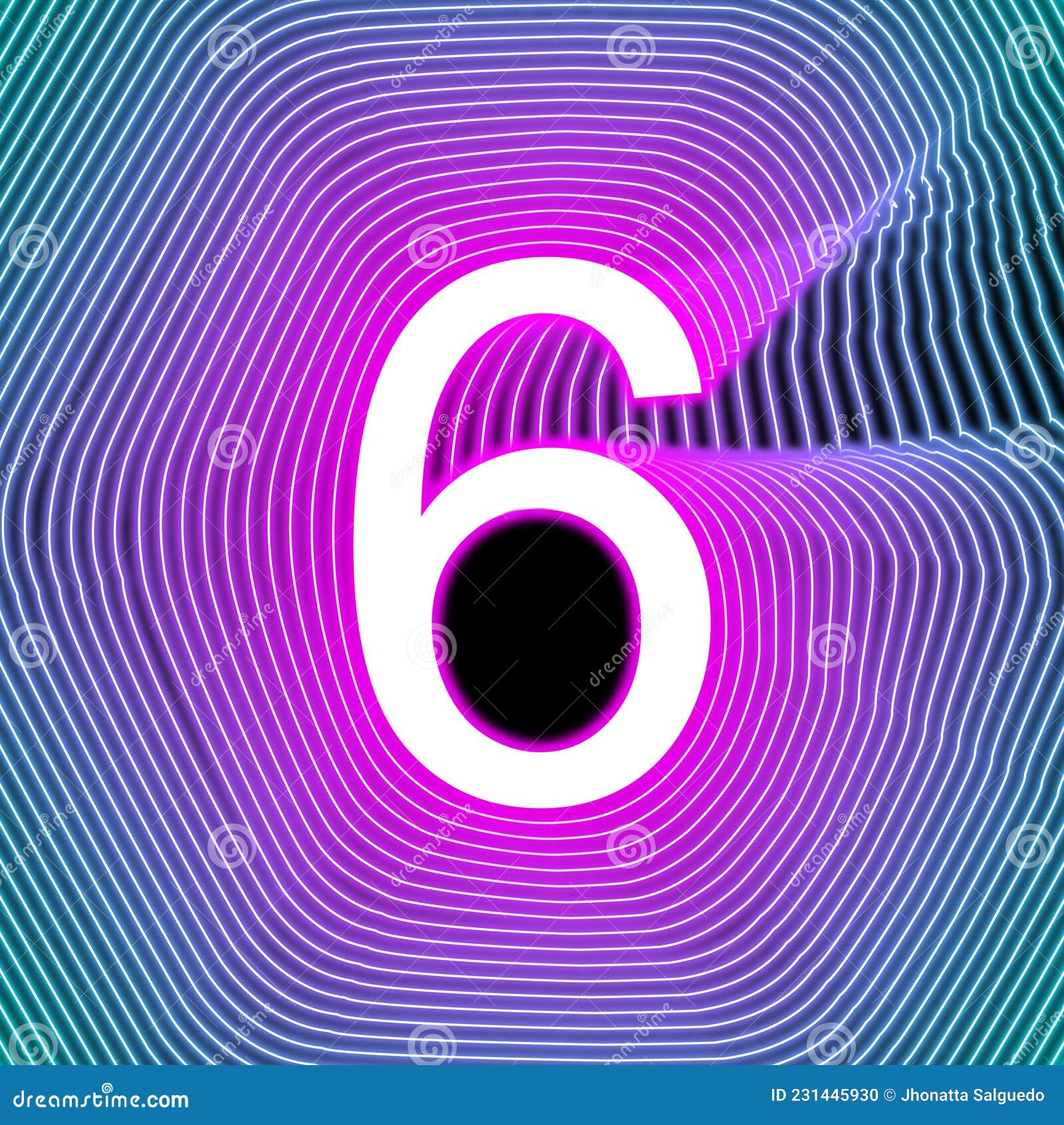 Number Six Illustration Neon Light Sixth Concept Stock Illustration ...