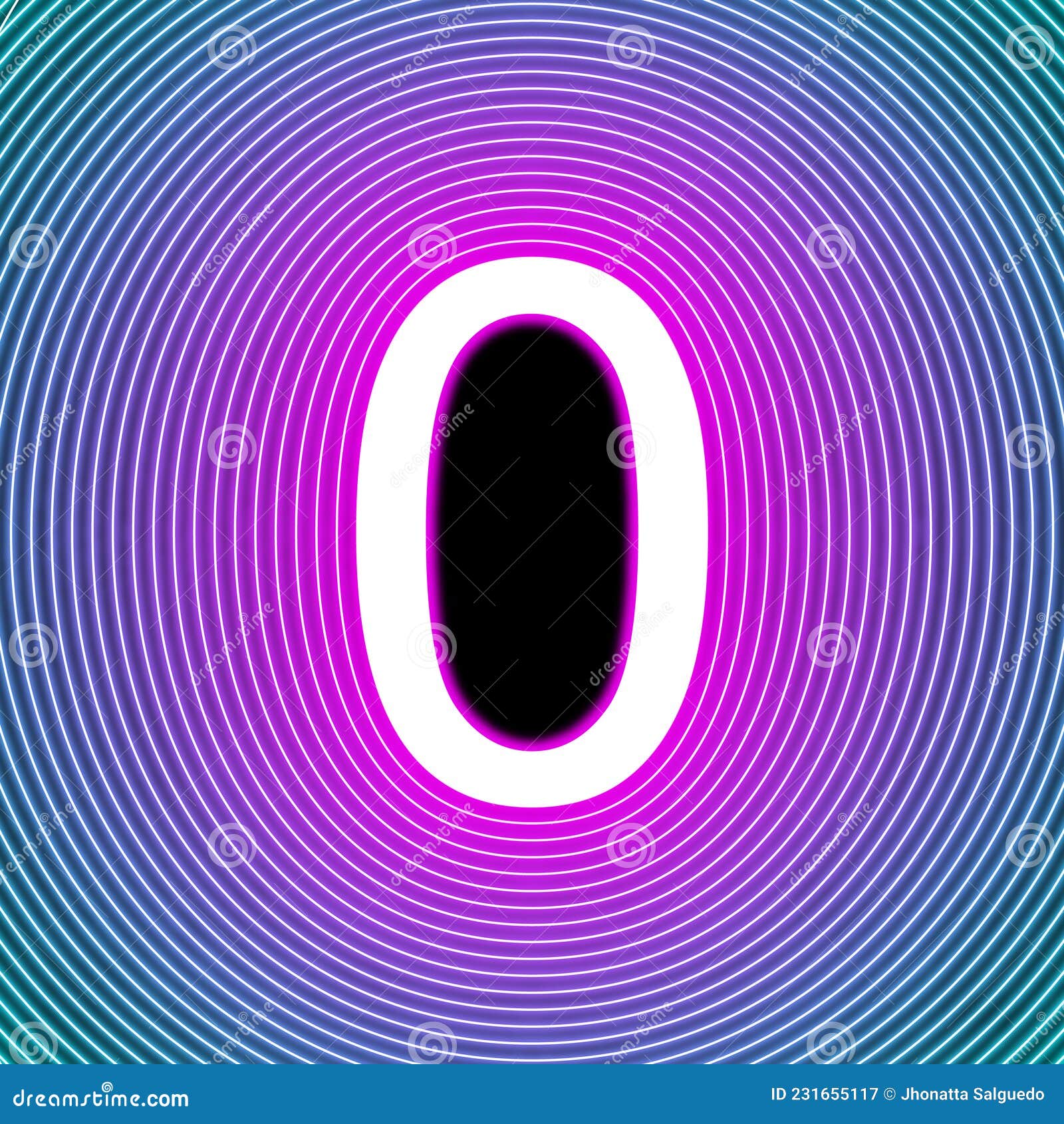 Number Zero Illustration Neon Light Concept Stock Illustration ...