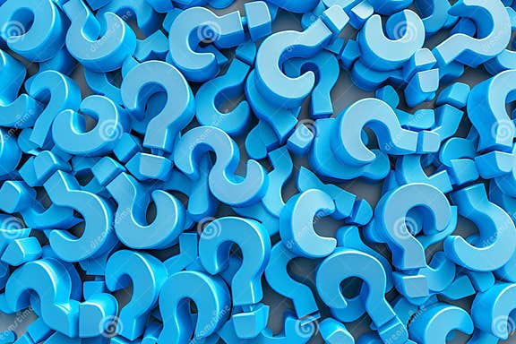 Stack of Blue Question Marks on Table Stock Illustration - Illustration ...