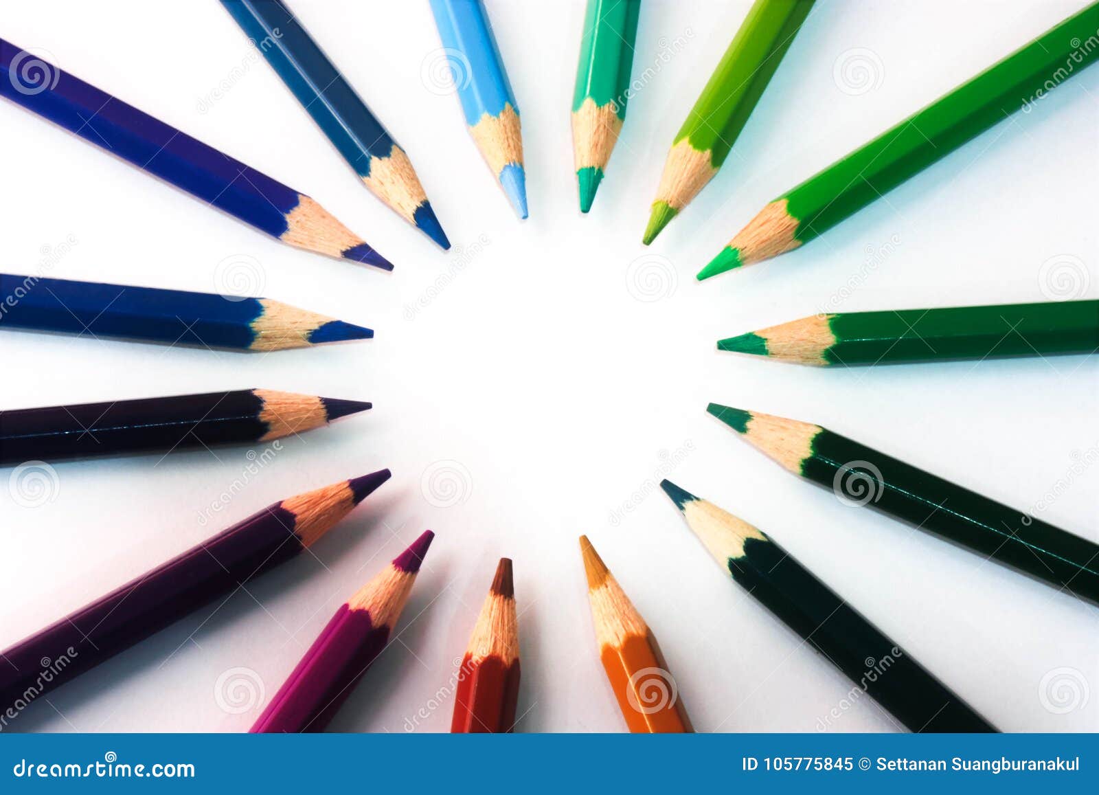 Numerous Coloring Pencils Arranged in a Circular Shape Stock Image ...