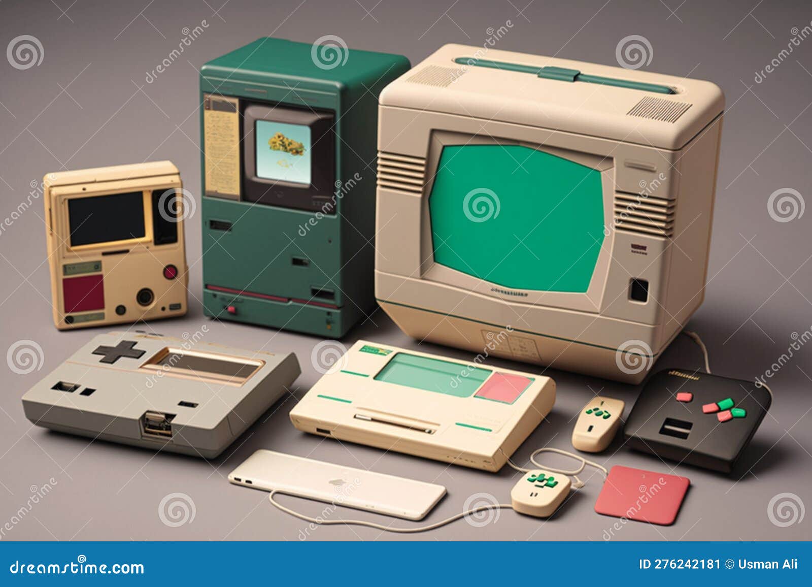 Numerous Devices that Were Popular in the 90s. AI Stock Illustration ...