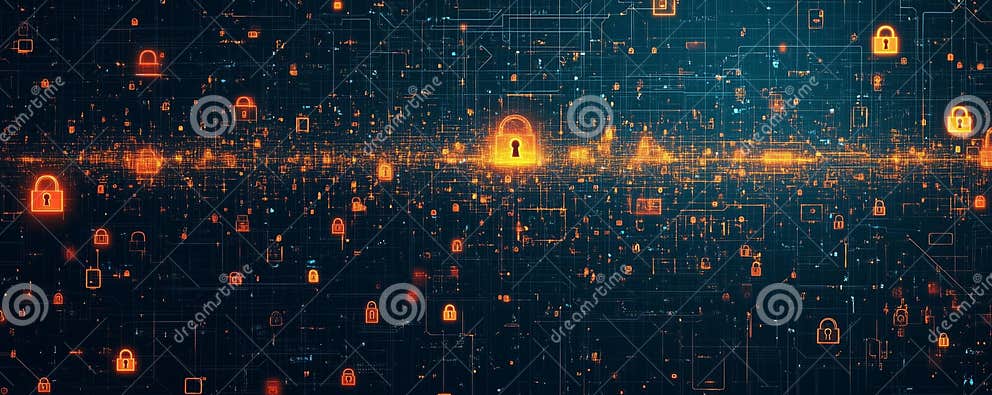 Numerous Locks and Numeric Symbols Create a Complex Digital Security ...