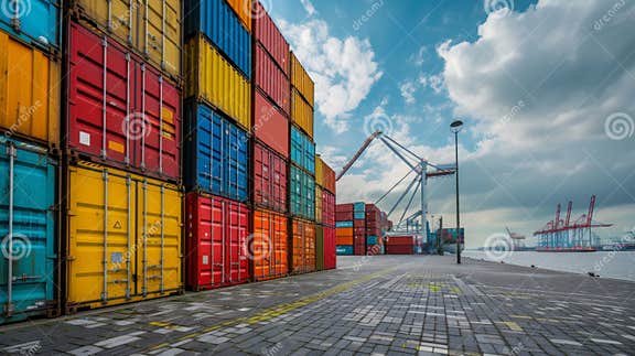 Numerous Shipping Containers Stack in Port Stock Photo - Image of stack ...