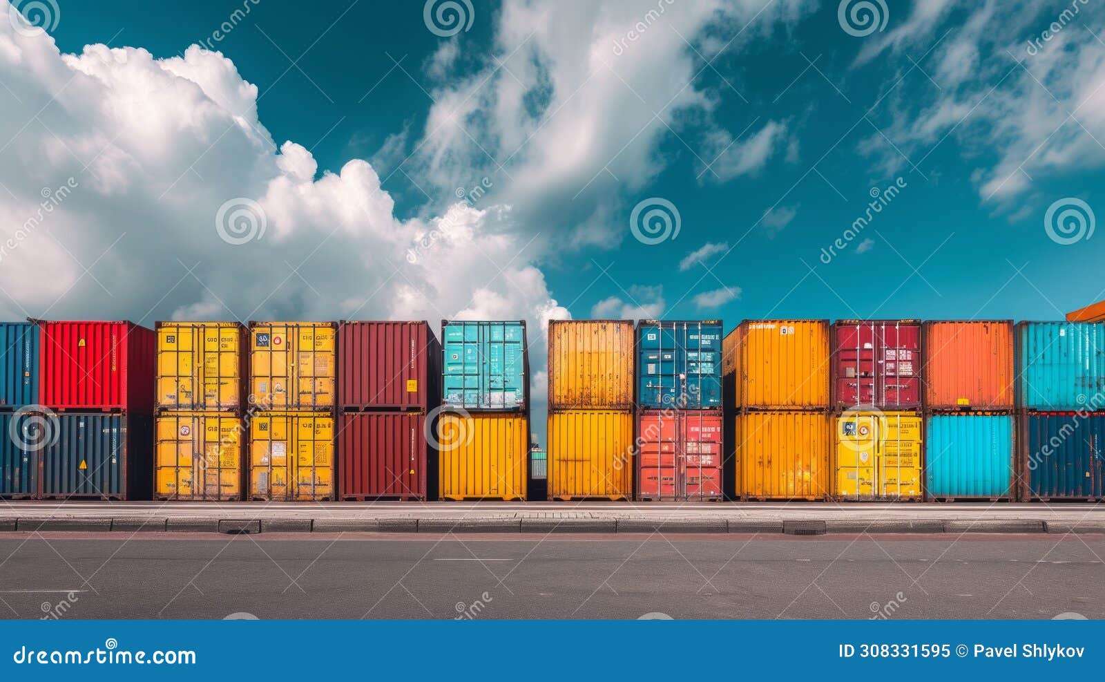 Numerous Shipping Containers Stack in Port Stock Image - Image of ...