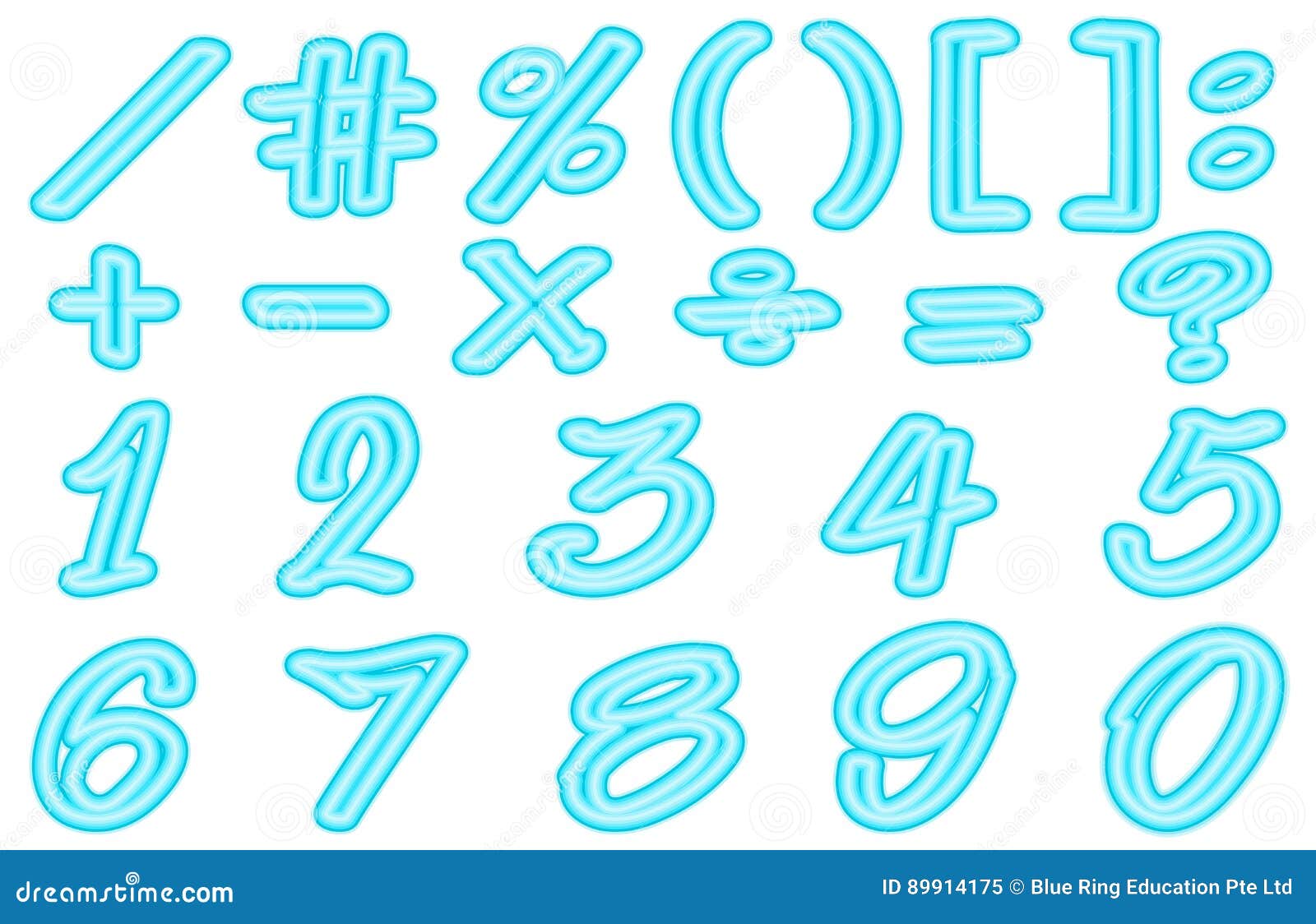 Numers and Signs in Light Blue Color Stock Illustration - Illustration ...