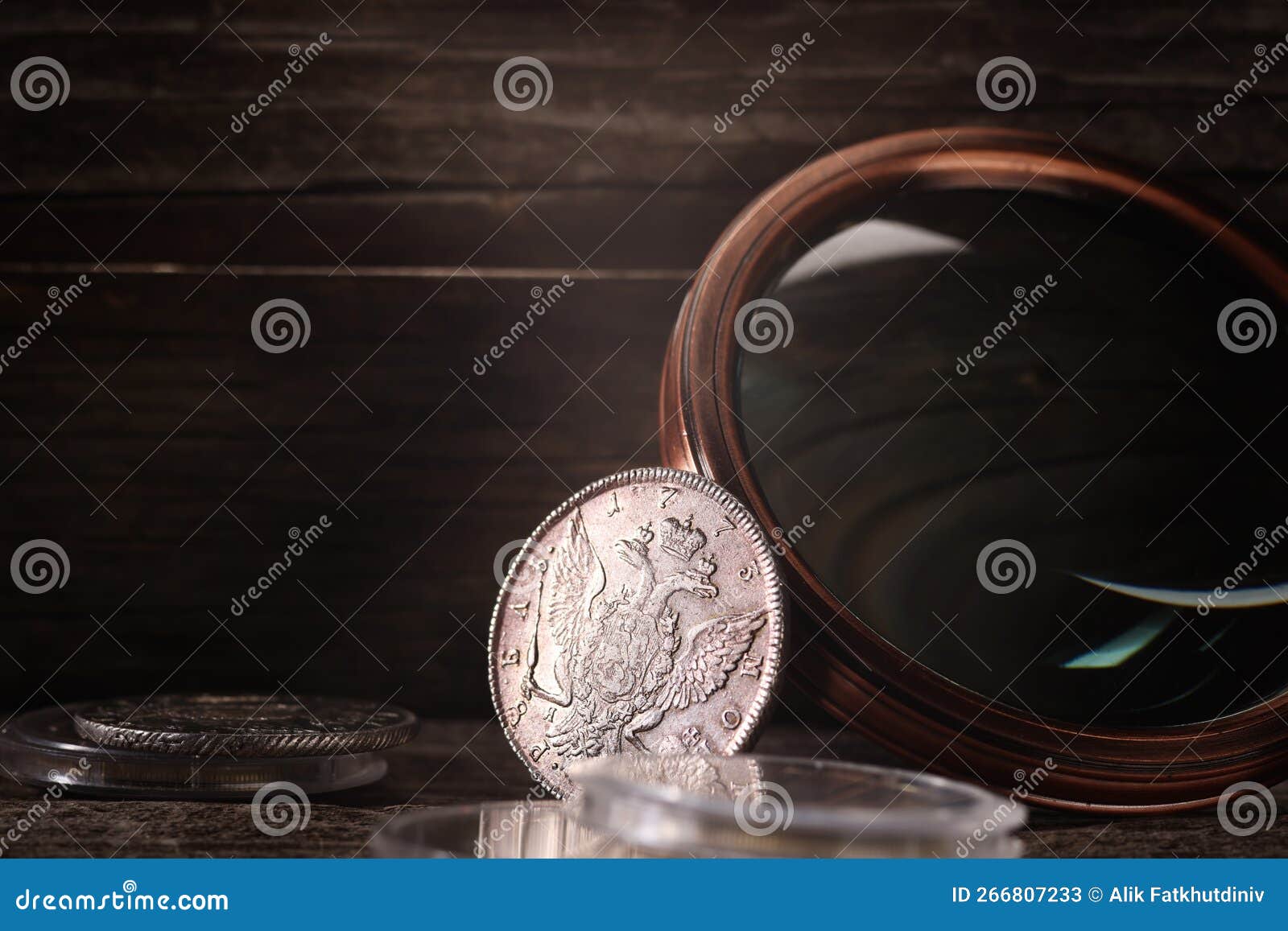 Numismatics. Old Collectible Coins on the Table Stock Image - Image of ...