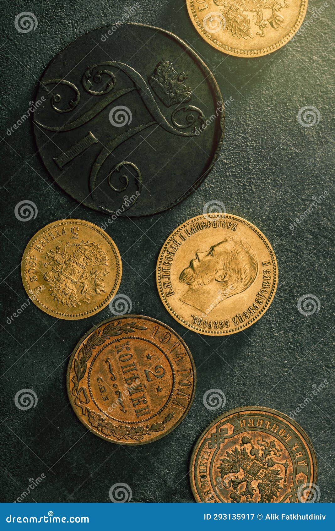 Numismatics. Old Collectible Coins on the Table Stock Image - Image of ...