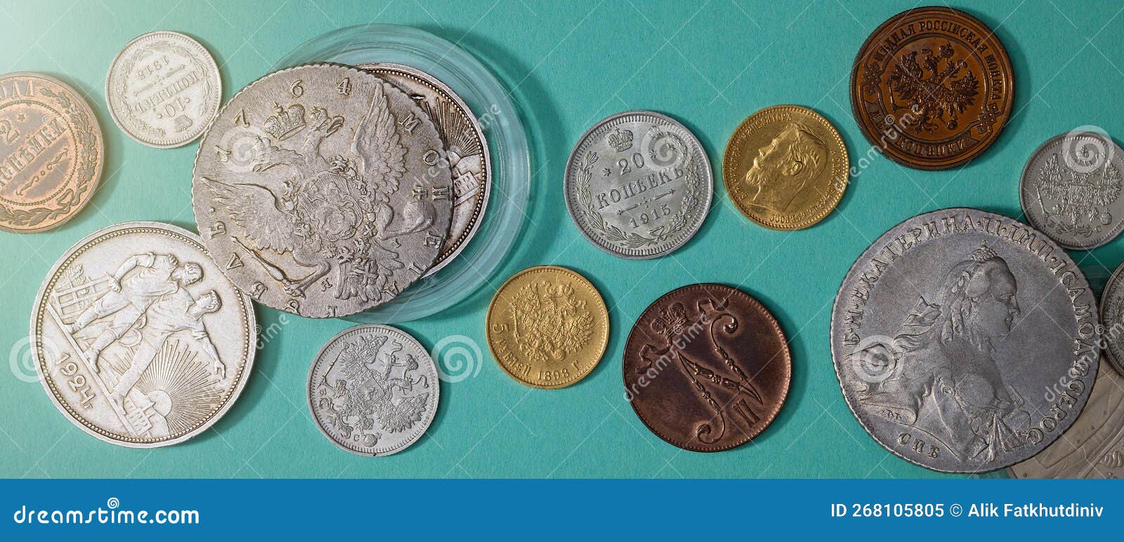 Numismatics. Old Collectible Coins on the Table Stock Image - Image of ...