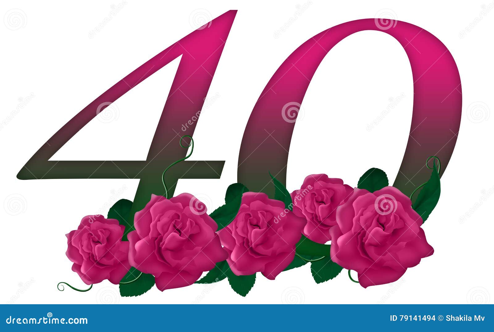 Nummer 40 bloemen stock illustratie. Illustration of dochter - 79141494