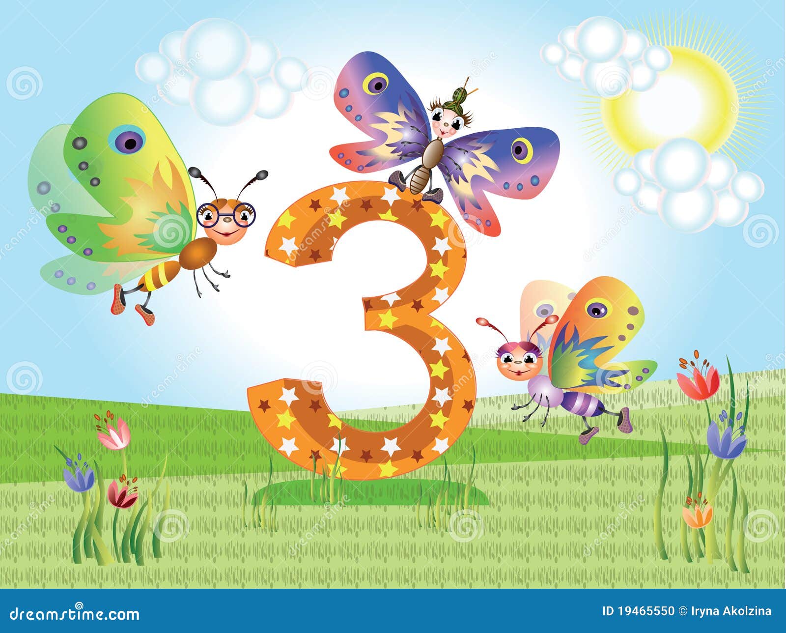 Nummer drie vector illustratie. Illustration of opvoeder - 19465550