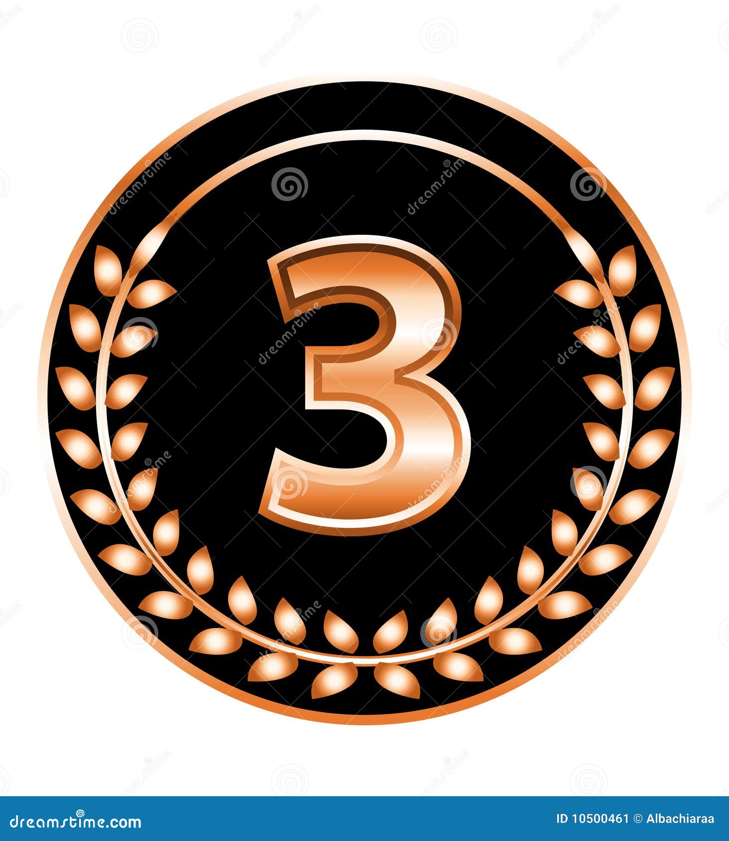 Nummer drie medaille vector illustratie. Illustration of zwart - 10500461