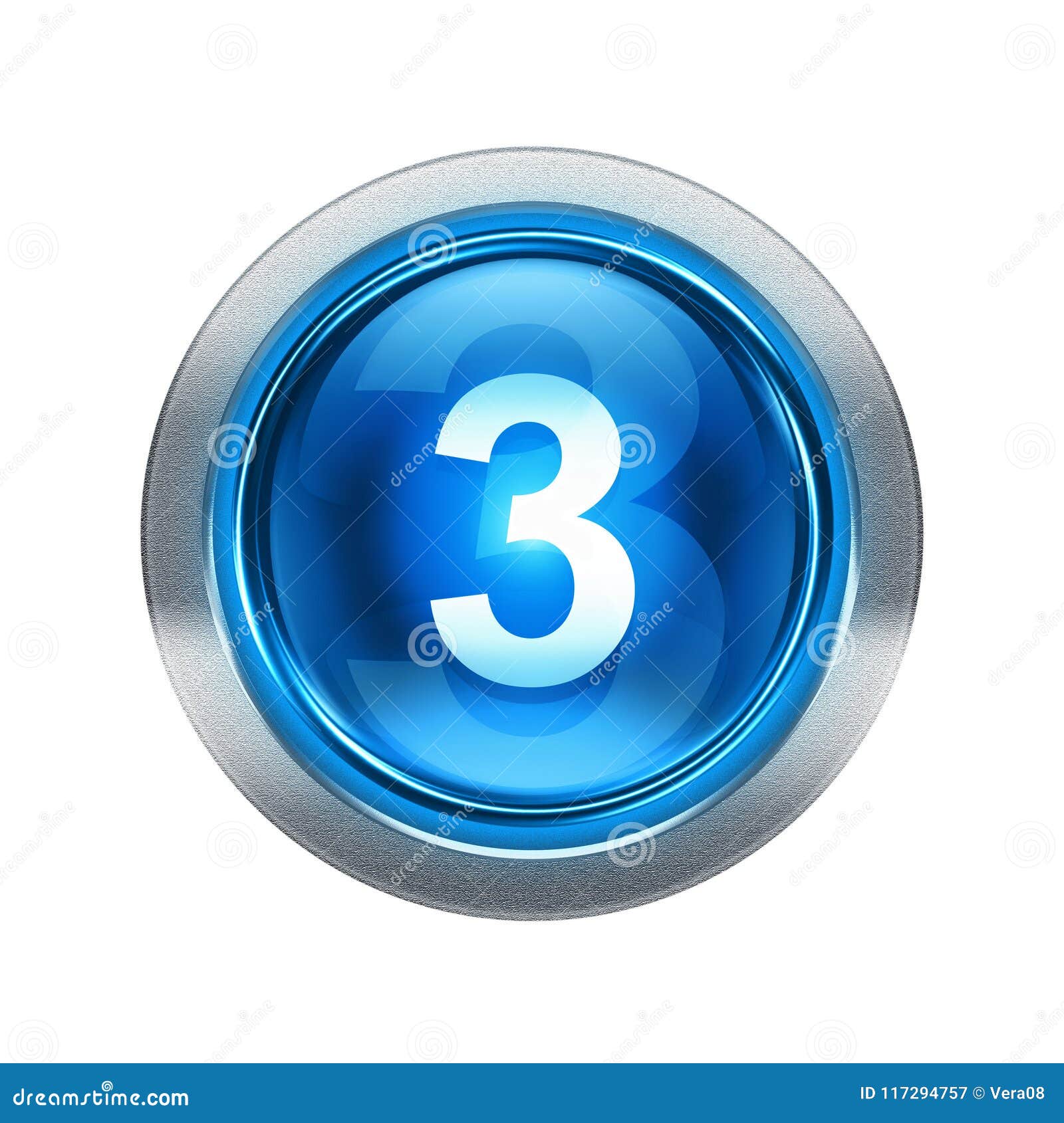 Nummer Drie Pictogramblauw Met Het Metaal Scherpen Stock Illustratie ...