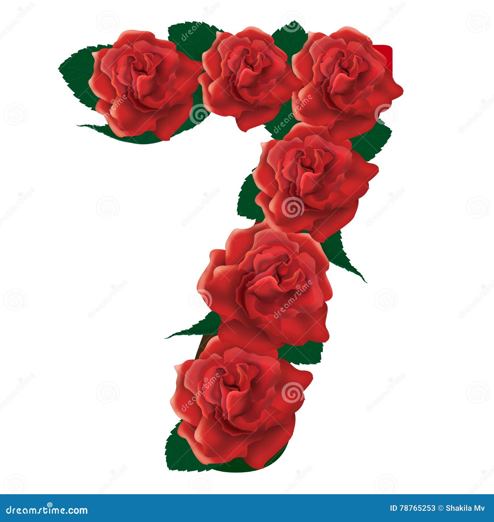 Nummer 7 Leuke Rozenillustratie Stock Afbeelding - Illustration of ...