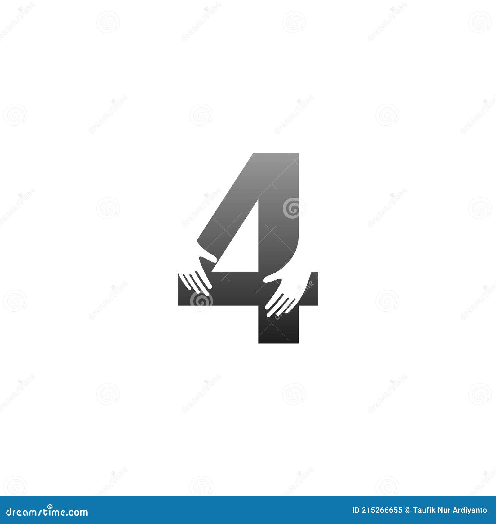 Nummer 4 Logo Met Model Van Het Handsymbool Vector Illustratie ...