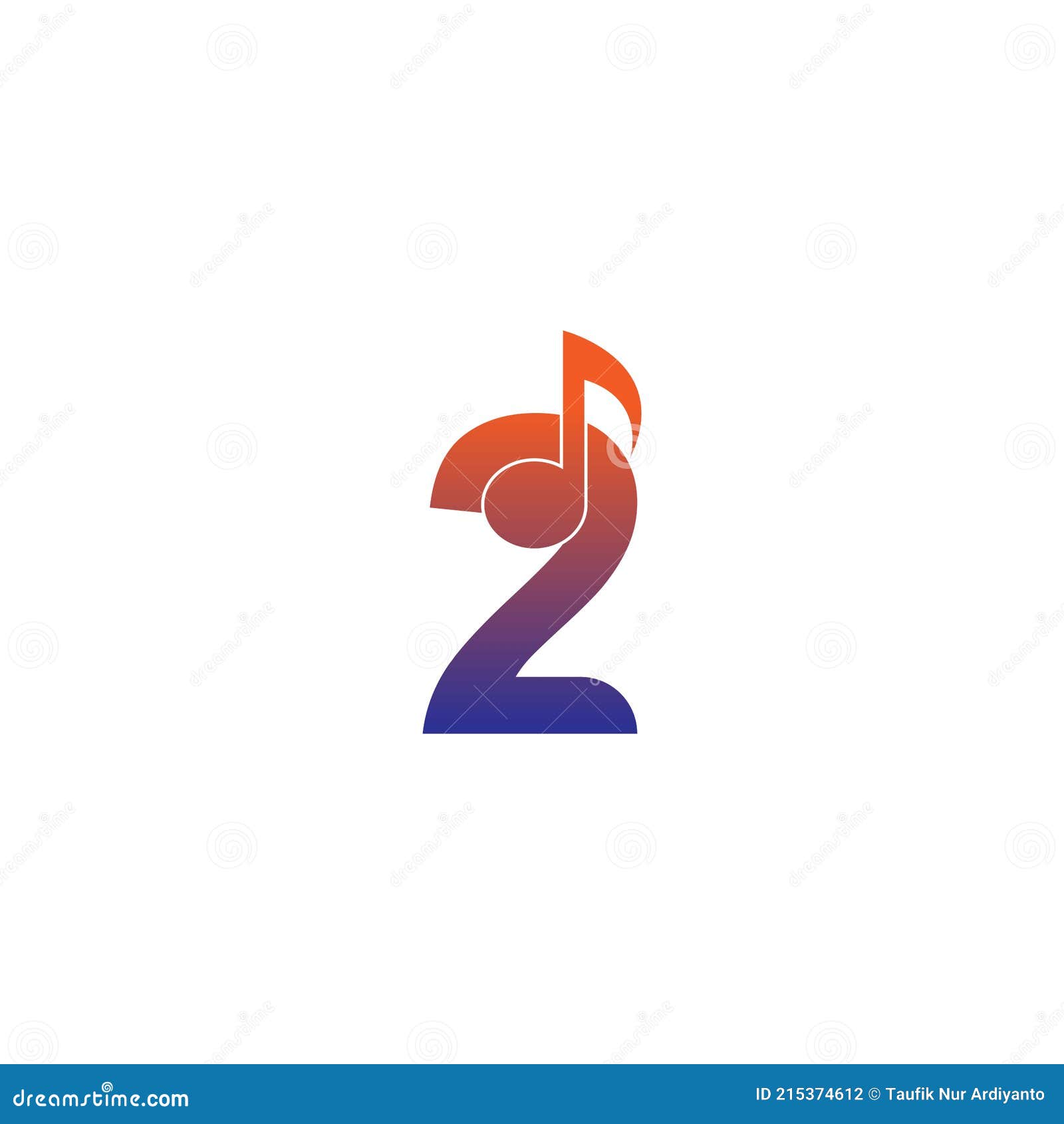Nummer 2 Logo-Symbol Mit Notendesign-Symbol-Vorlage Vektor Abbildung ...