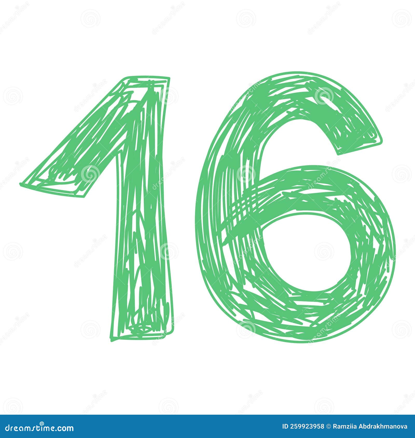 Nummer 16. Met De Hand Getekende Lijnschets. Tekening Van Kinderen ...