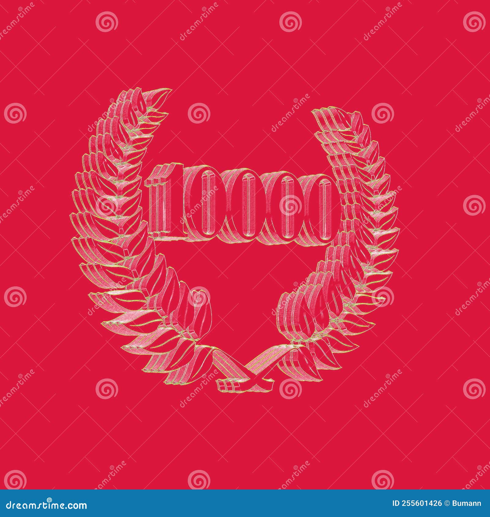 Nummer 10000 Mit Lorbeerkranz Oder Ehrenkranz Als 3dillustration ...