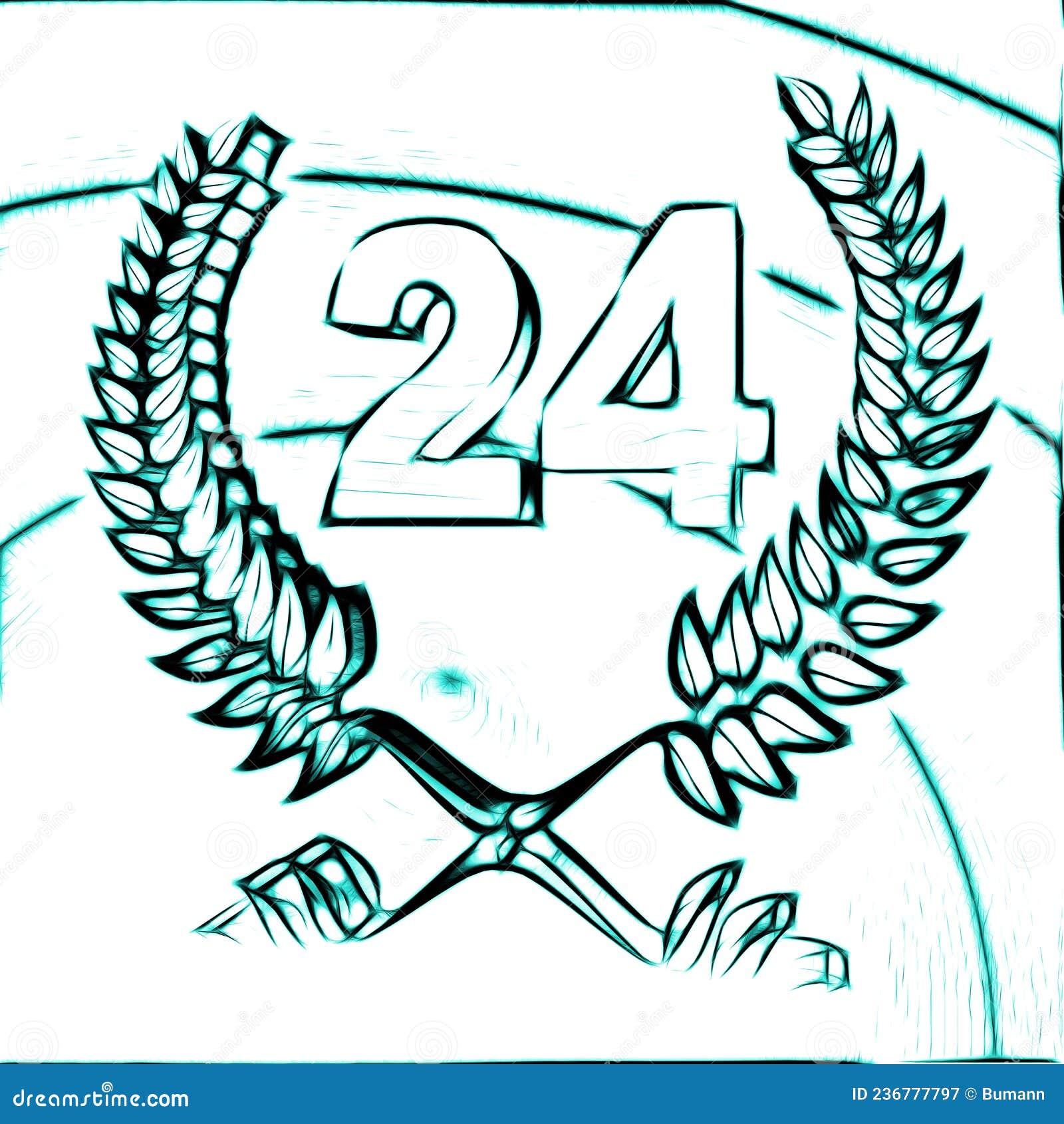Nummer 24 Mit Lorbeerkranz Oder Ehrenschaden Als 3dillustration ...