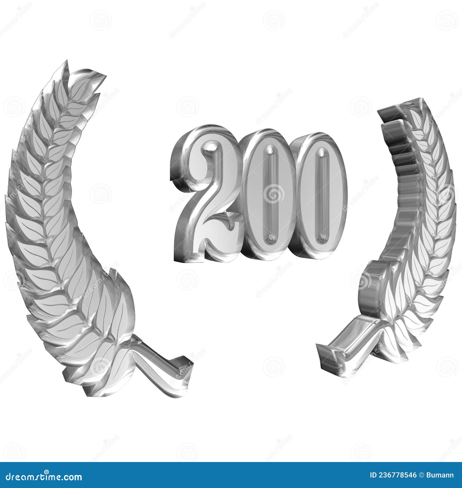 Nummer 200 Mit Lorbeerkranz Oder Ehrenschaden Als 3dillustration ...