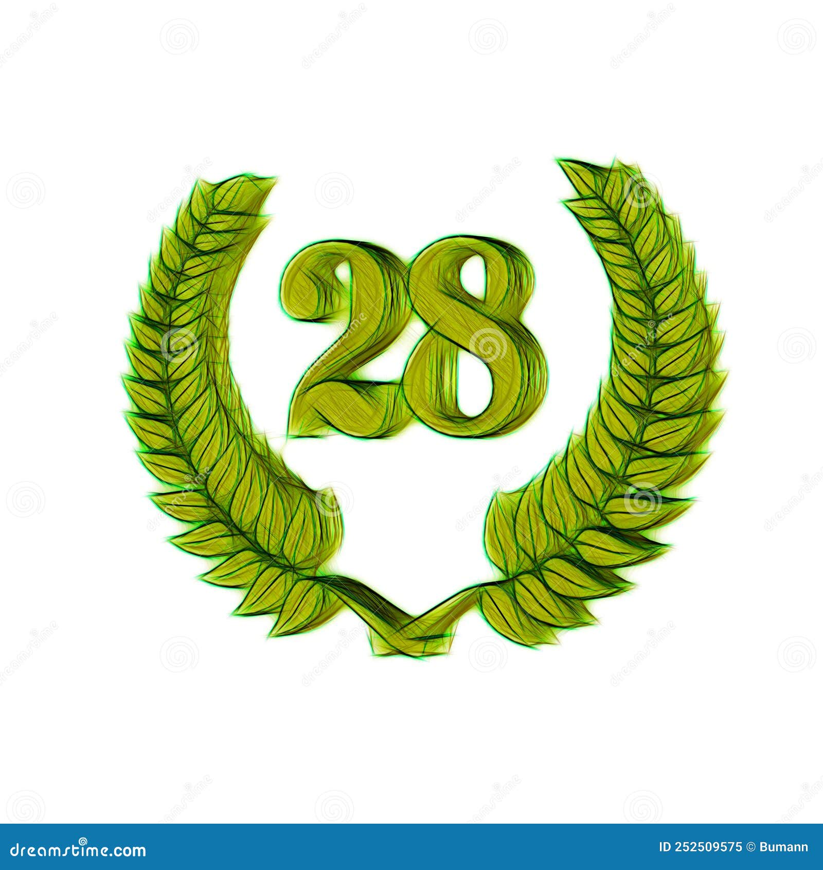 Nummer 28 Mit Lorbeerkranz Oder Ehrenschaden Als 3dillustration ...