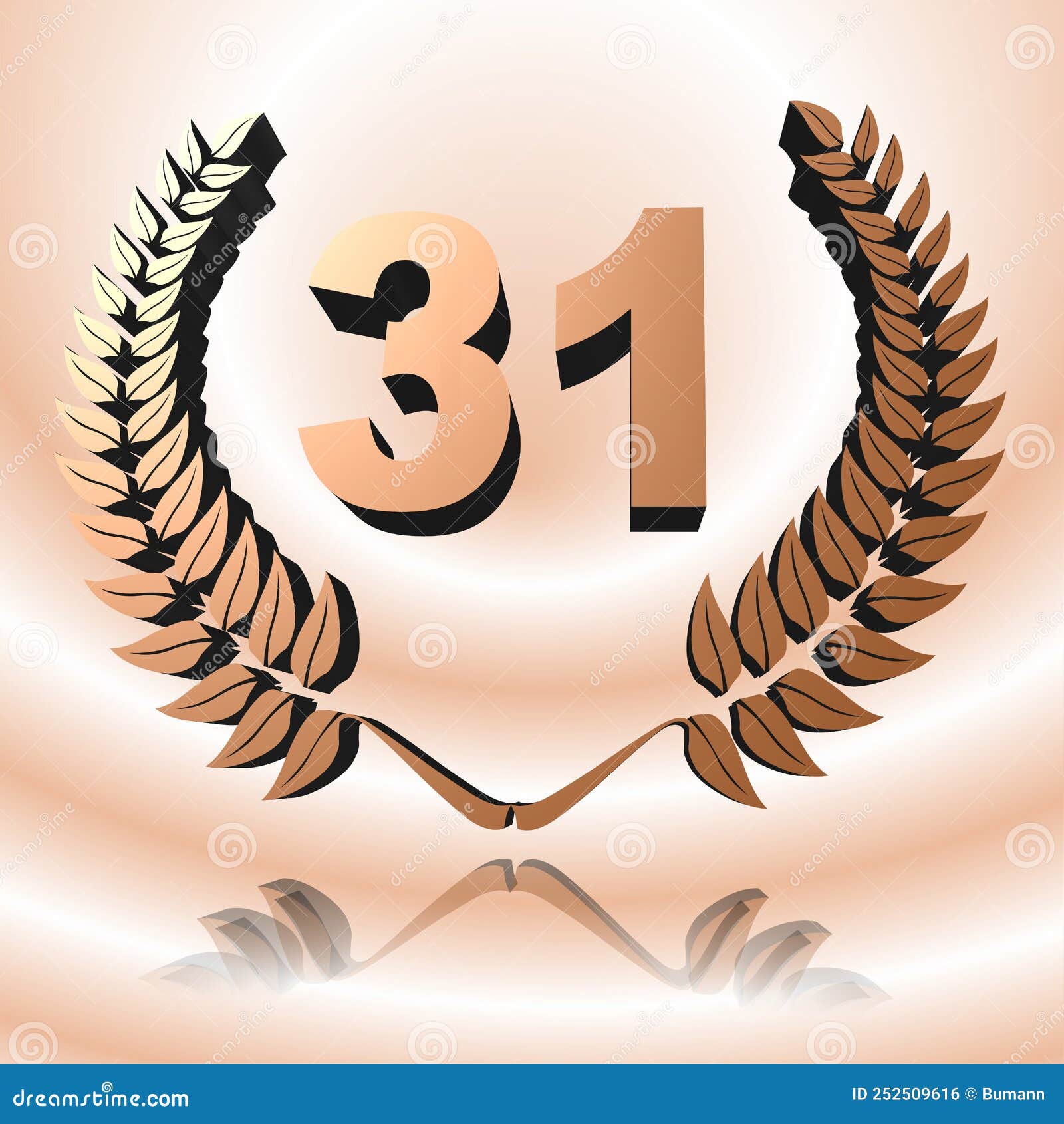 Nummer 31 Mit Lorbeerkranz Oder Ehrenschaden Als 3dillustration ...