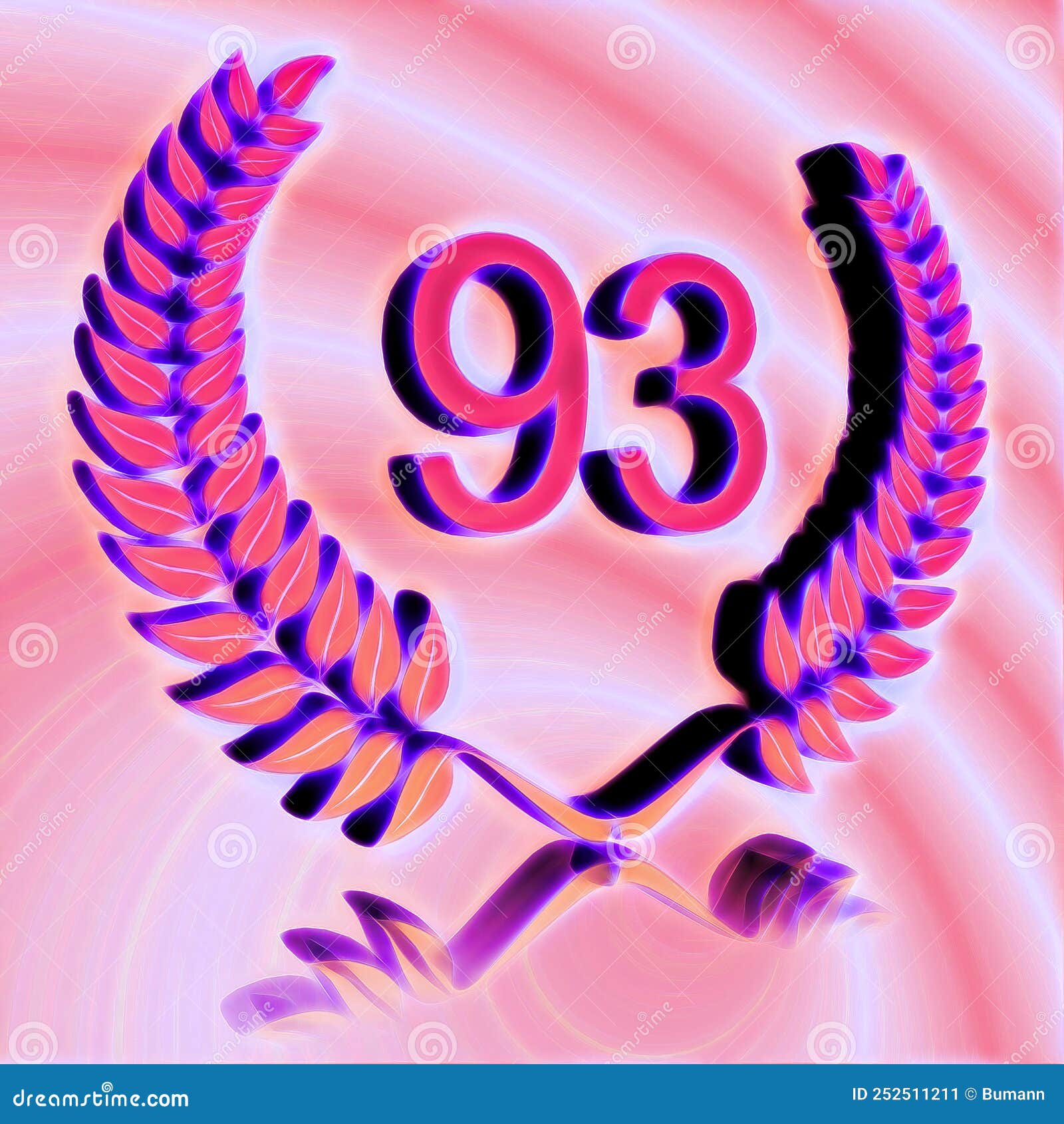 Nummer 93 Mit Lorbeerkranz Oder Ehrenschaden Als 3dillustration ...