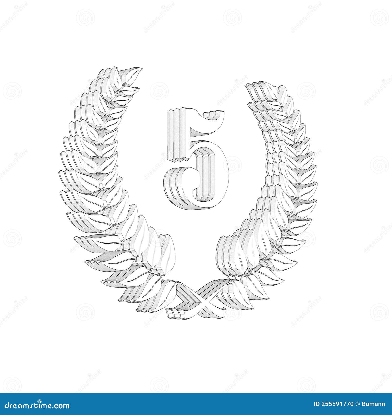 Nummer 5 Mit Lorbeerkranz Oder Ehrenschaden Als 3dillustration ...