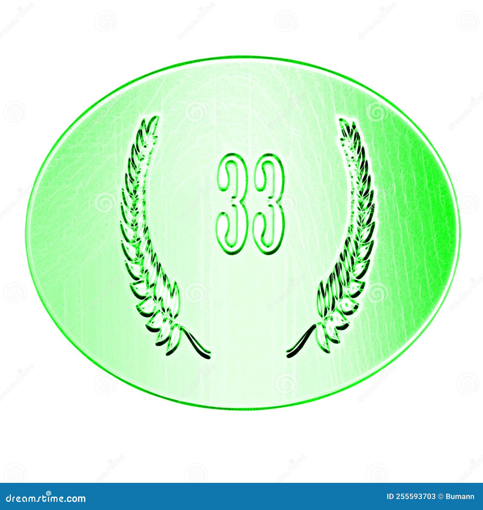 Nummer 33 Mit Lorbeerkranz Oder Ehrenschaden Als 3dillustration ...