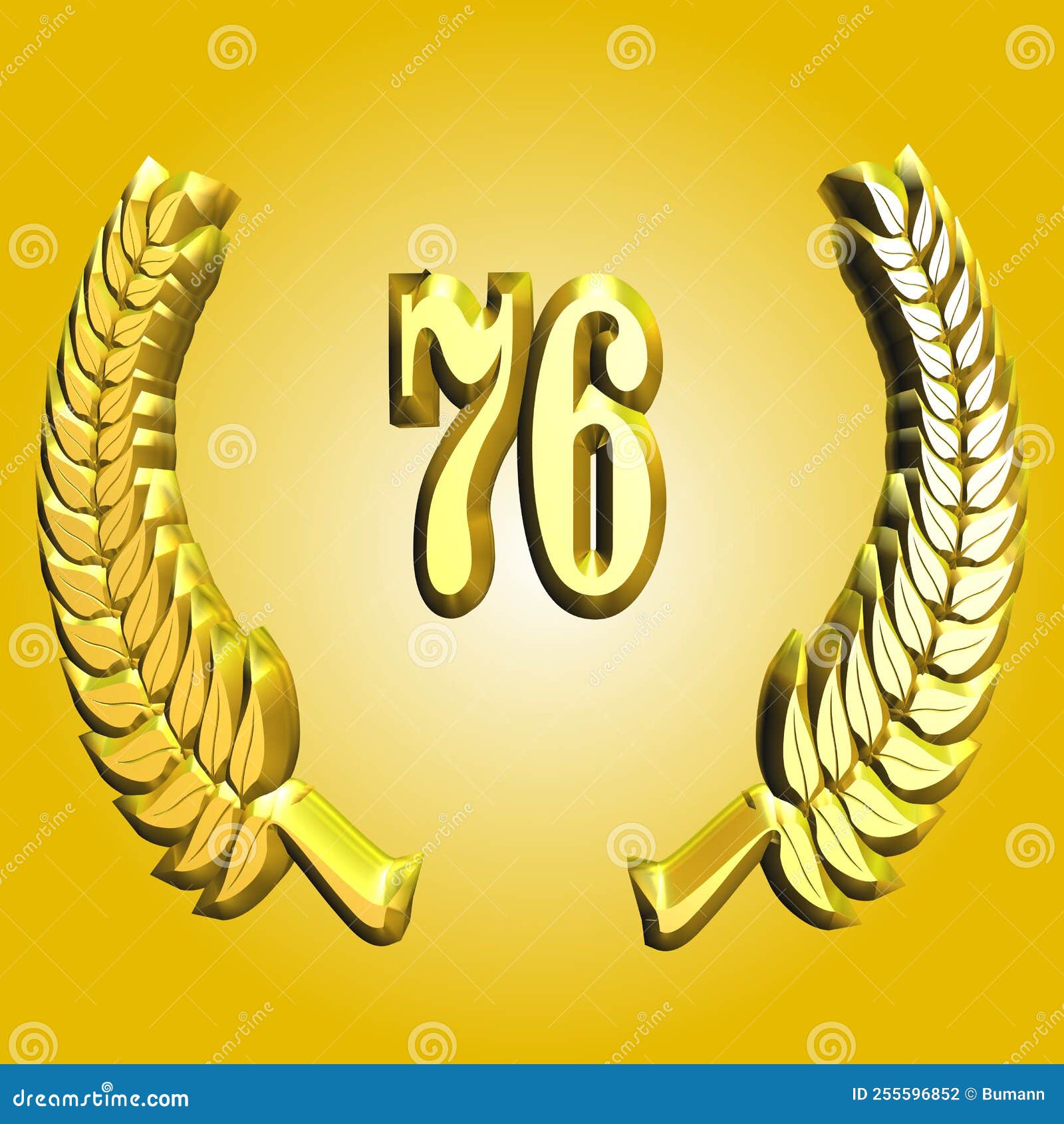 Nummer 76 Mit Lorbeerkranz Oder Ehrenschaden Als 3dillustration ...