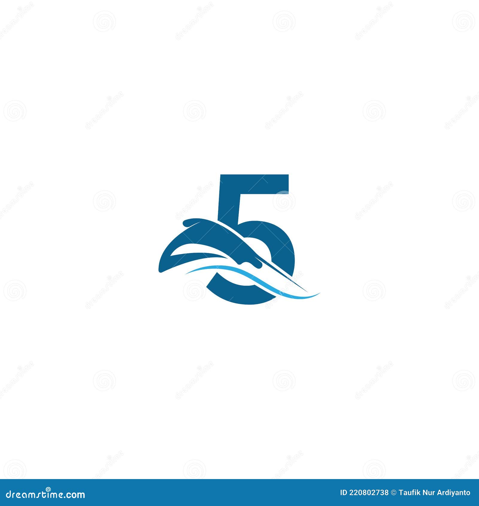 Nummer 5 Mit Stingray-Symbol-Logo-Vorlage Vektor Abbildung ...