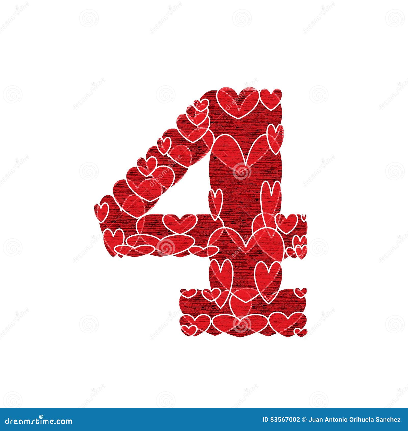 Nummer 4 Van Harten Wordt Gemaakt Dat Stock Illustratie - Illustration ...