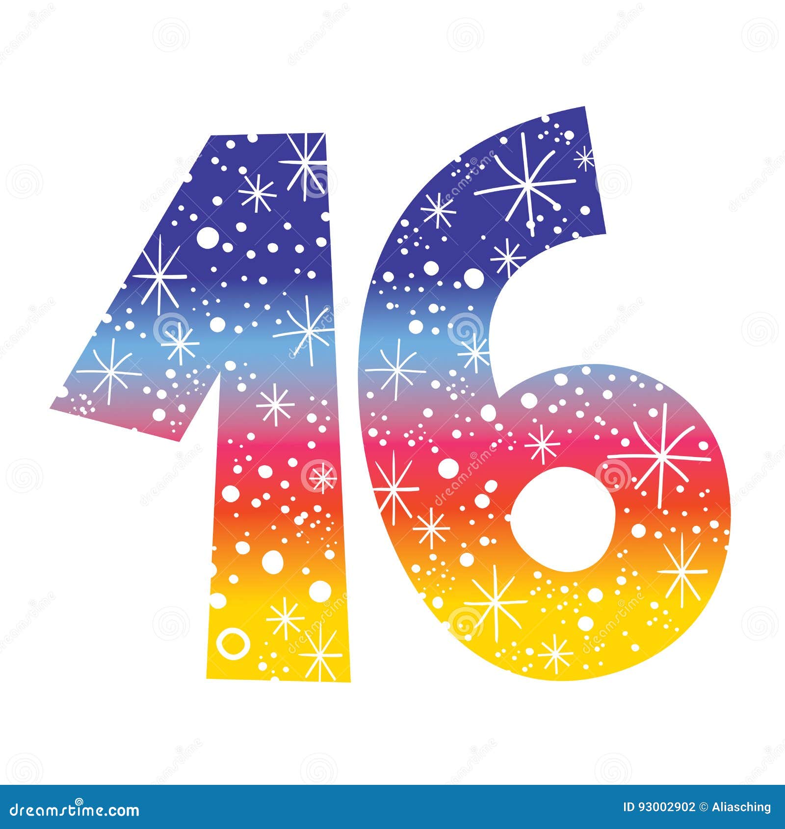 Nummer zestien vector illustratie. Illustration of grafisch - 93002902
