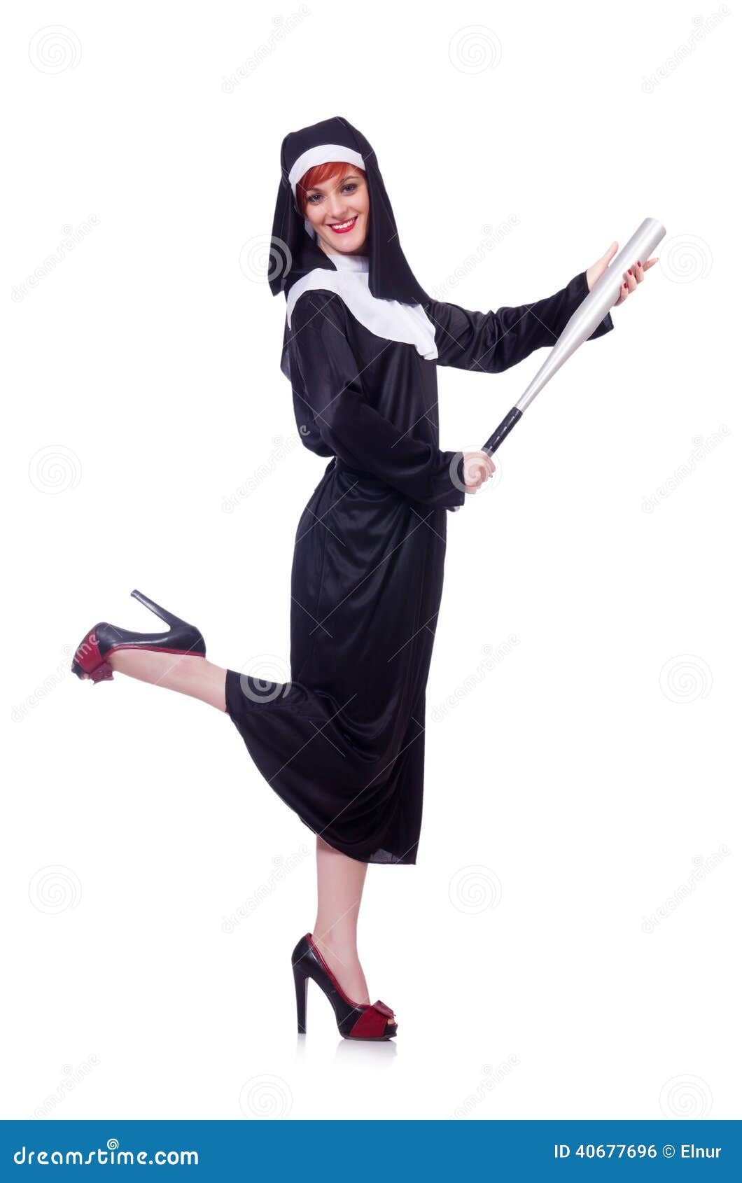 Nun with baseball bat stock photo. Image of baseball - 40677696