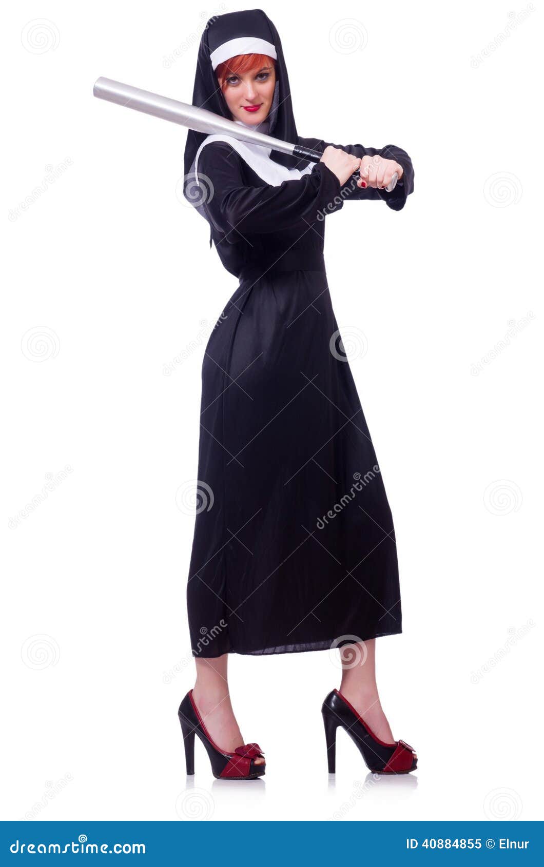 Nun with baseball bat stock image. Image of peace, christian - 40884855